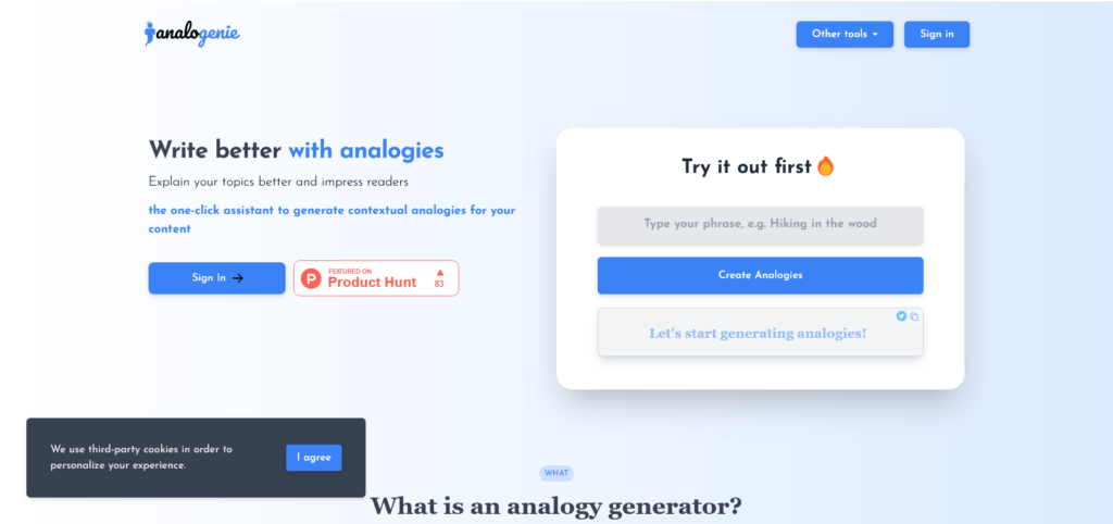 Analogenie: Find Analogies, Add Gifs, Create Engaging Content Effortlessly