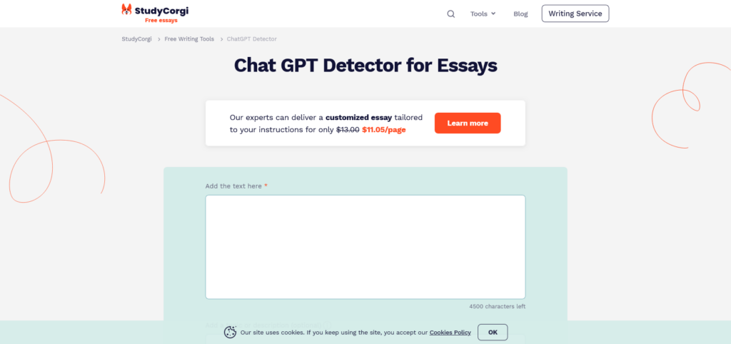 StudyCorgi ChatGPT Detector: Identify Potential Plagiarism with Advanced AI Technology