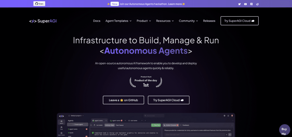 SuperAGI: Create Autonomous Agents, Leverage AI, Deploy with Intuitive UI.