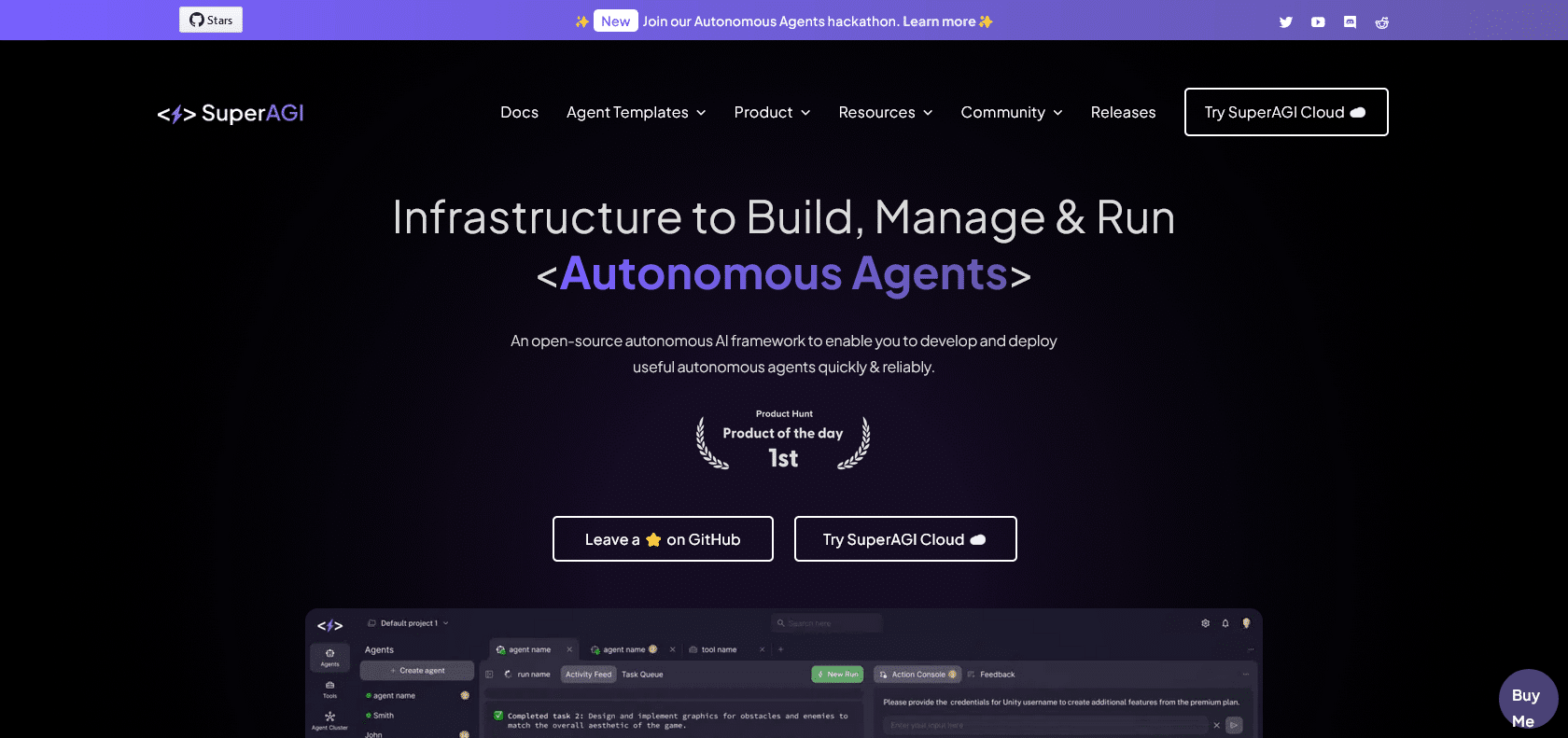 SuperAGI: Create Autonomous Agents, Leverage AI, Deploy with Intuitive UI.